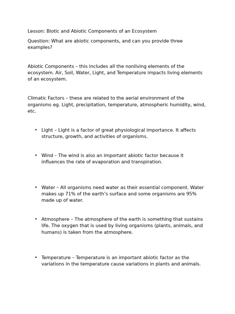 Biotic vs Abiotic Ecosystem Components | PDF | Soil | Ecosystem