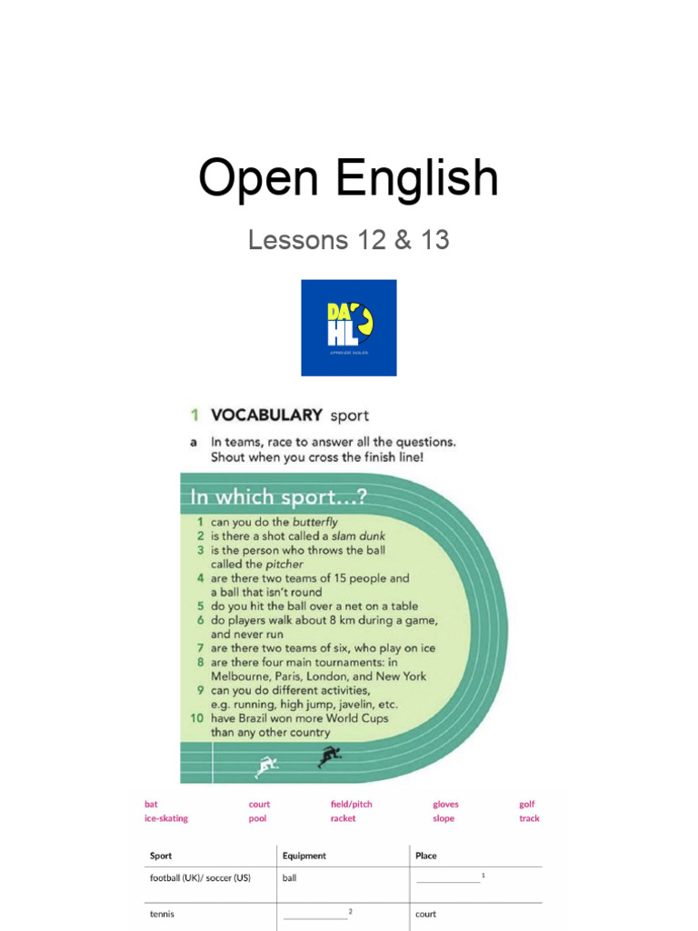Lessons 12 & 13 - Open English | PDF