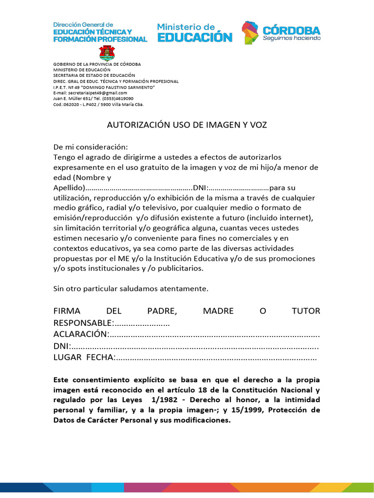 Autorización de Imagen y Voz 2025 | PDF