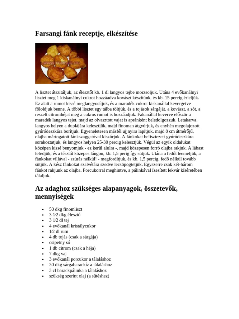 Farsangi Fánk Receptje | PDF
