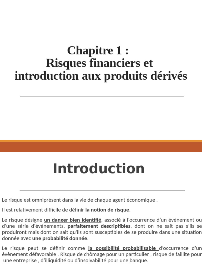 Chapitre 1 Risques Financiers Et Introduction Aux Produits Dérivés | PDF | Risque financier ...