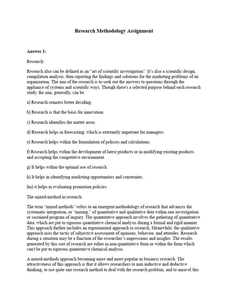 Research Methodology Assignment | PDF | Hypothesis | Experiment