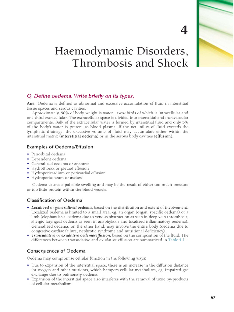 Hemodynamics Disorders, Thrombosis and Shock | PDF | Coagulation | Thrombus
