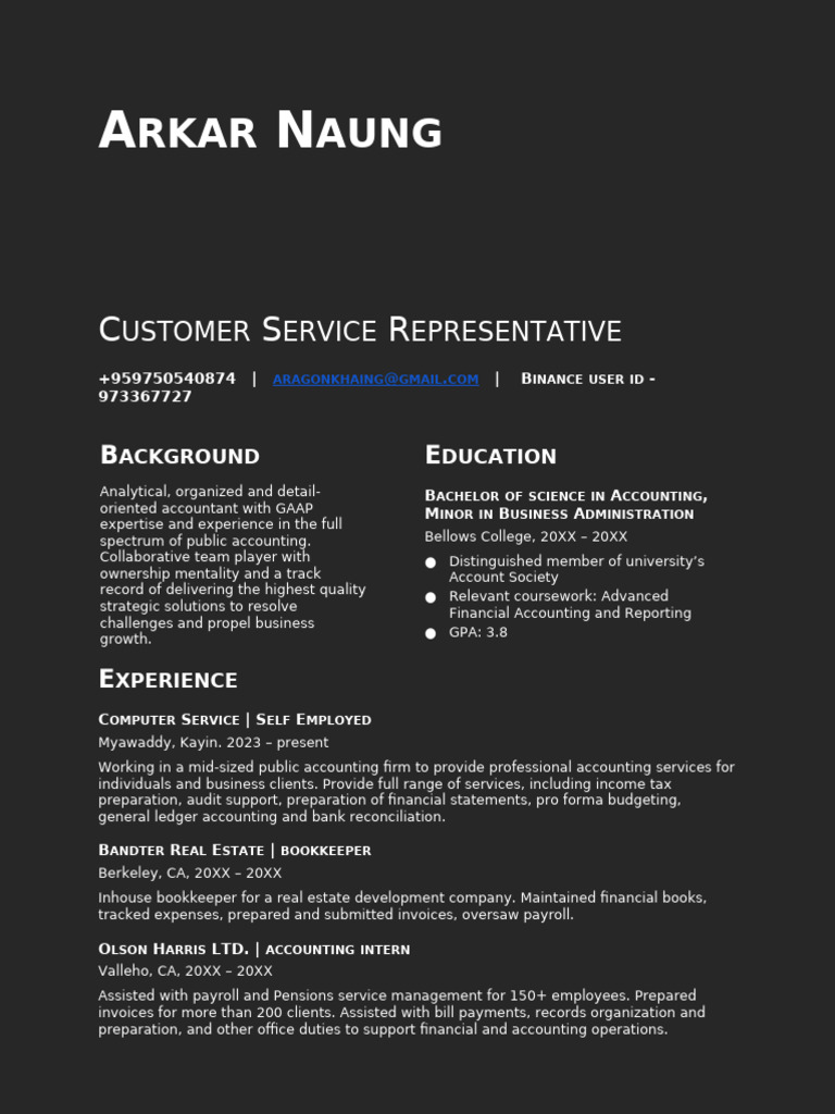 Finance CV for ATS Compliance | PDF