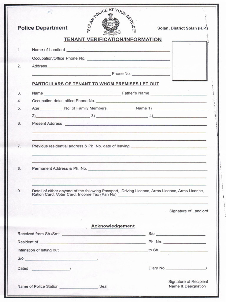Tenant Verification Form | PDF