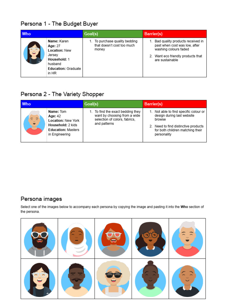 Activity Template - Customer Personas | PDF