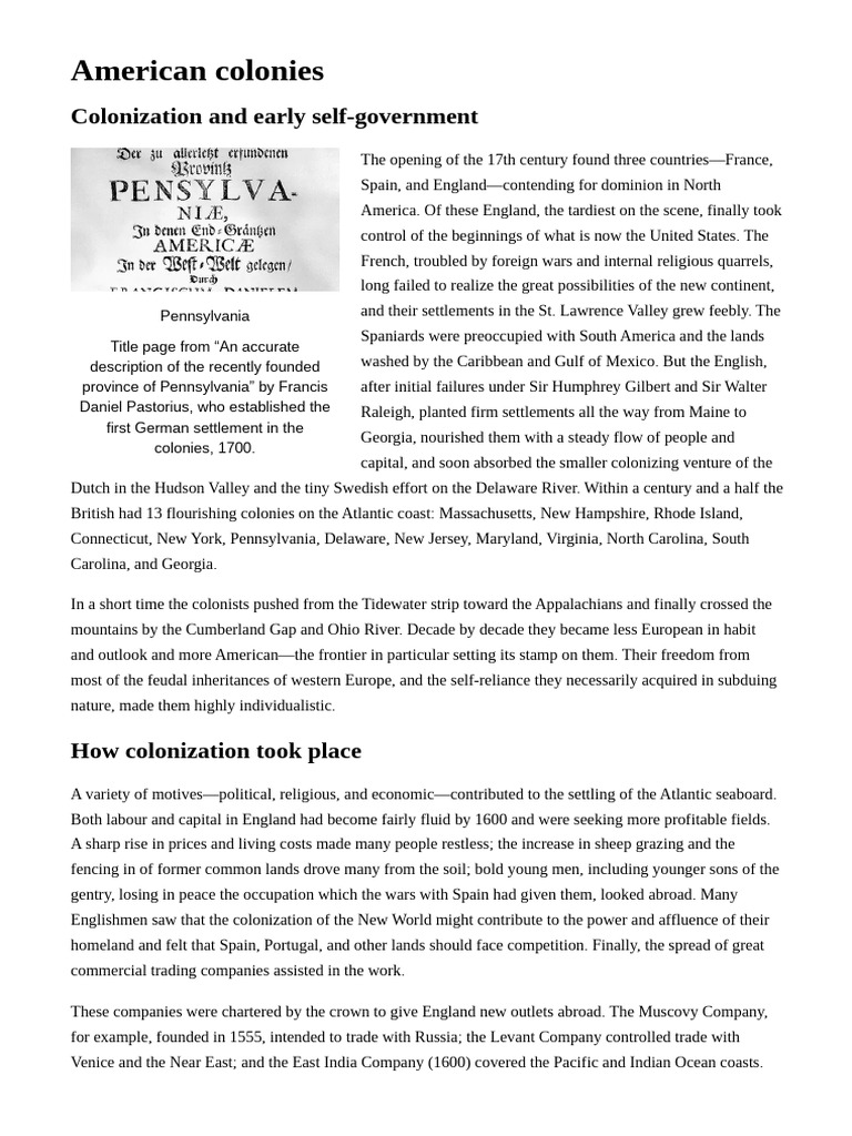 American Colonies - Britannica Online Encyclopedia | PDF ...