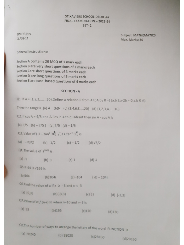 Maths FT Set 2 | PDF