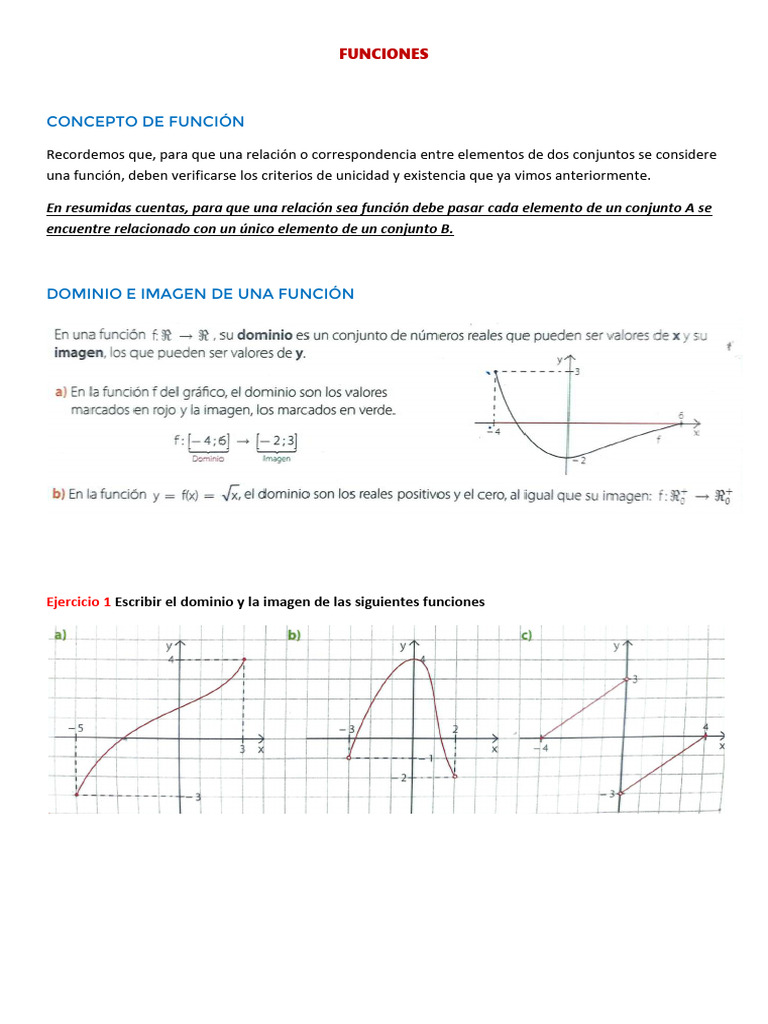 FUNCIONES (Conceptos y Actividades) | PDF