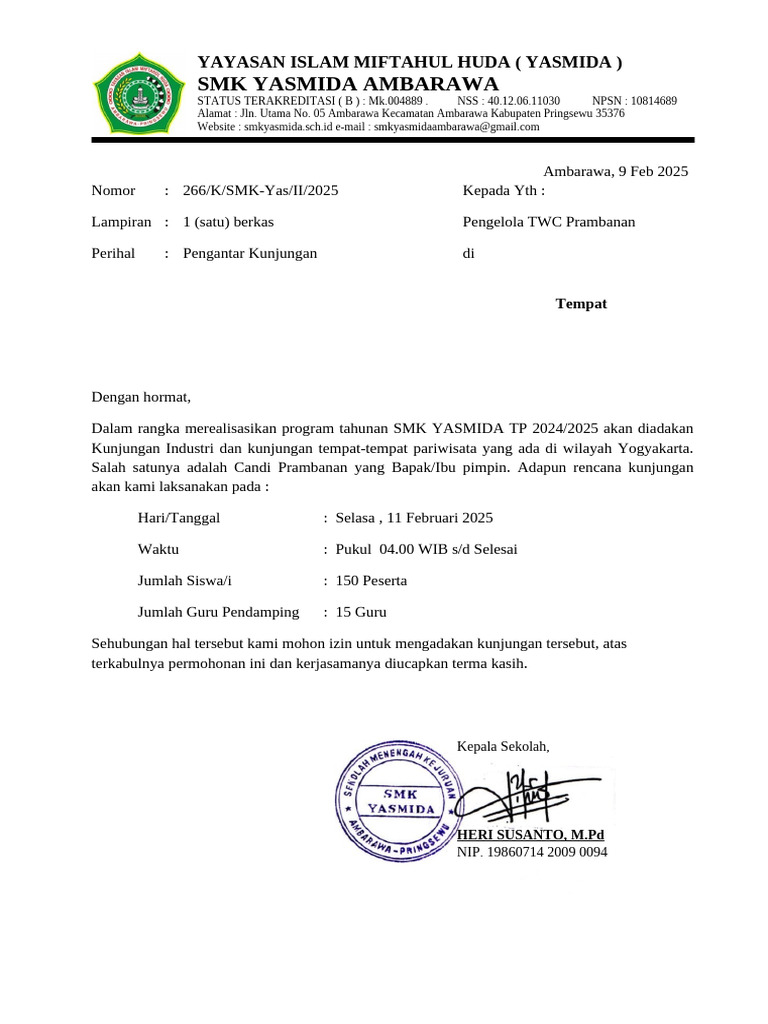Kunjungan Industri SMK YASMIDA ke Prambanan | PDF