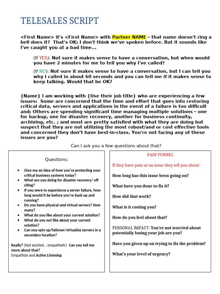 TeleMarketing Script For Axcient | PDF