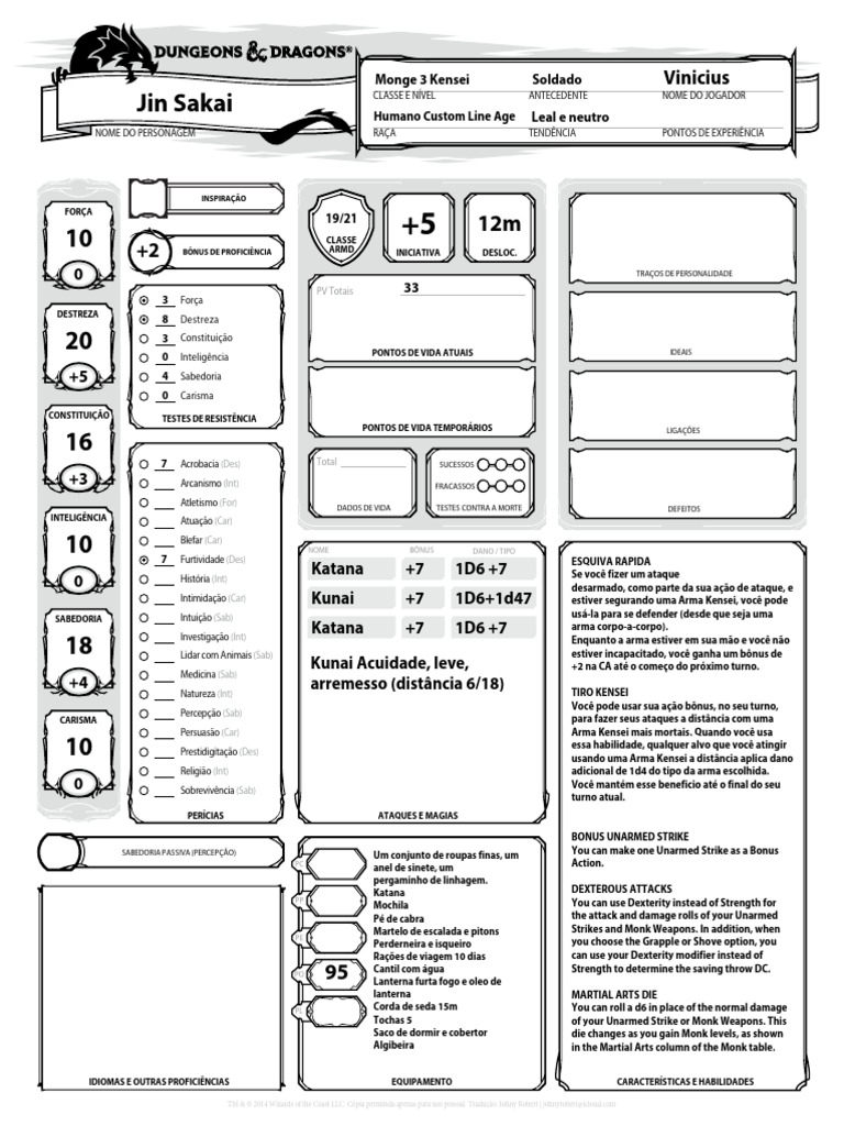 SAMURAI Monge Kensei D&D One | PDF