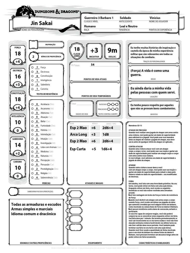 SAMURAI Battle Master barbaro D&D 5E | PDF
