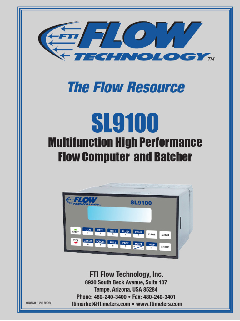 SL9100 Flow Computer Manual | PDF | Flow Measurement | Electrostatic ...