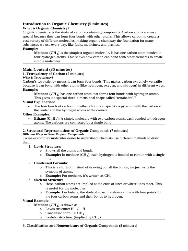 Basics of Organic Chemistry Explained | PDF | Alkene | Alkane