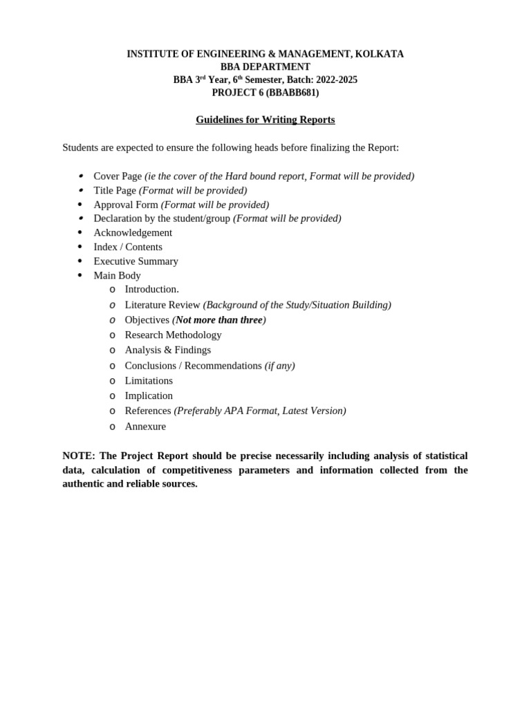 Guidelines For Writing Reports - BBABB681 - 2225 | PDF