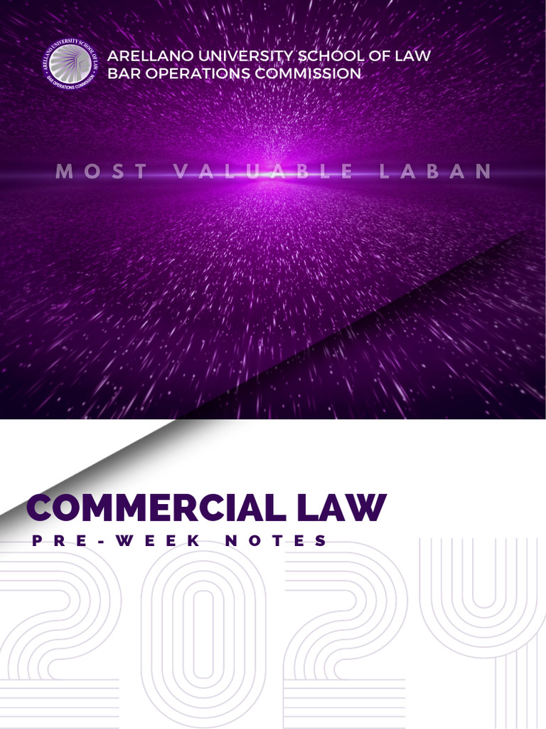 2024 PRE-WEEK - Commercial Law | PDF | Piercing The Corporate Veil | Law Of Agency