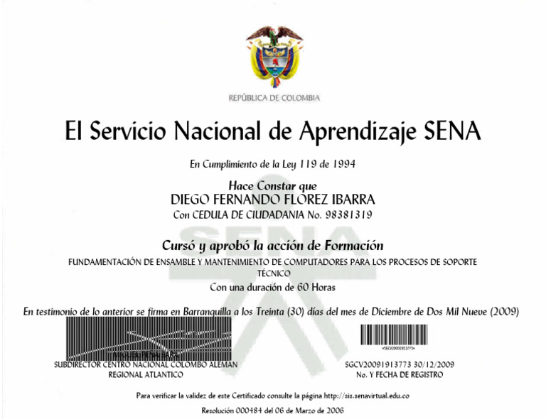 63531892 Certificado Sena | PDF