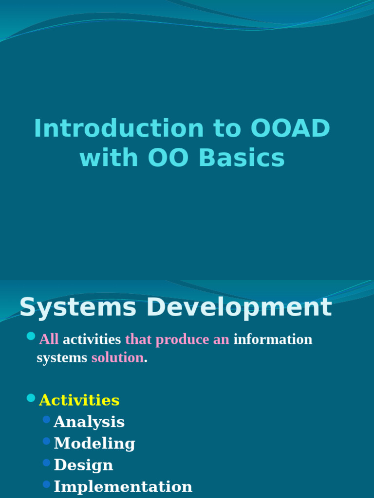Introduction To Ooad With Oo Basics Pdf Object Oriented Programming Class Computer