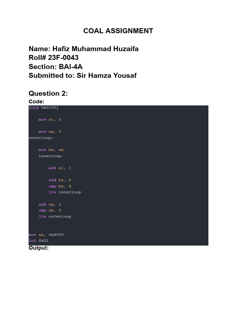 23F 0043 BAI 4A COAL Assignment 1 | PDF | Computer Architecture | Computer Data