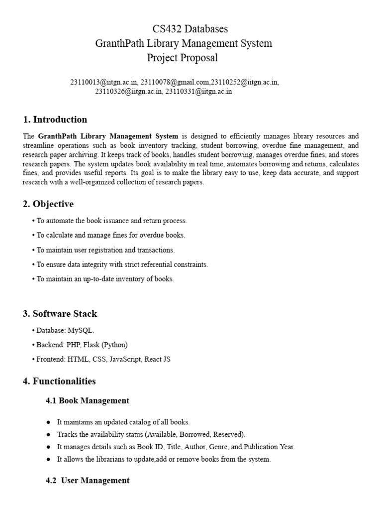 GranthPath Library Management System Proposal | PDF | Libraries | Databases