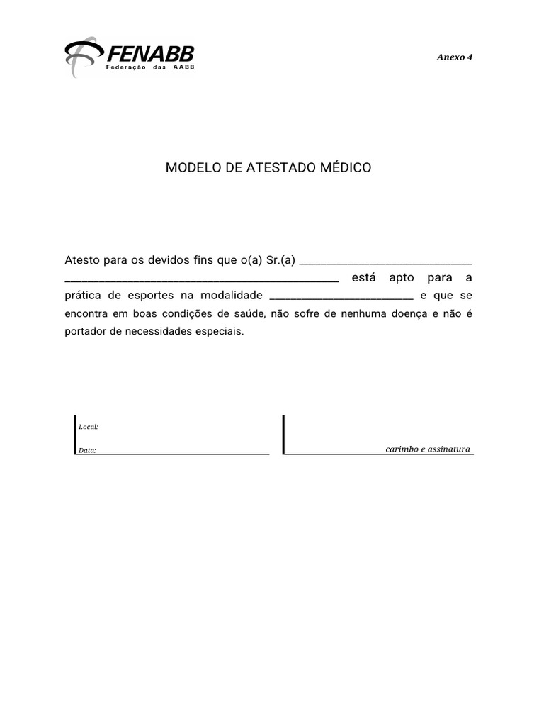 Modelo de Atestado Médico para Esportes | PDF