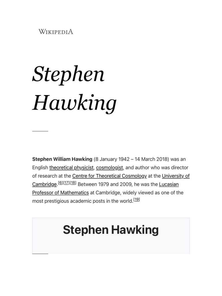 Stephen Hawking | PDF | Stephen Hawking | Black Hole