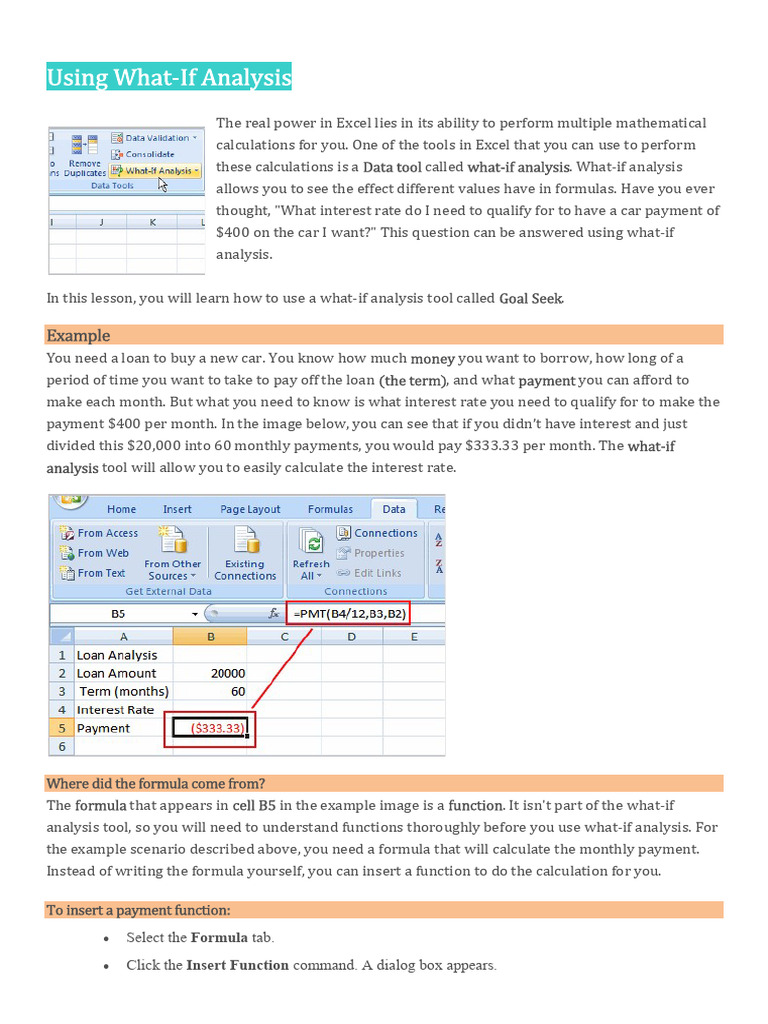 15. Using What-If Analysis | PDF | Interest | Applied Mathematics