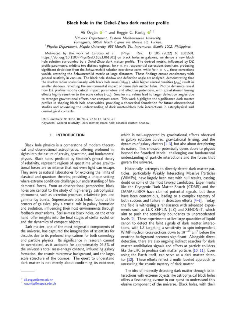 Black Hole in The Dekel-Zhao Dark Matter Profile | PDF | Dark Matter ...