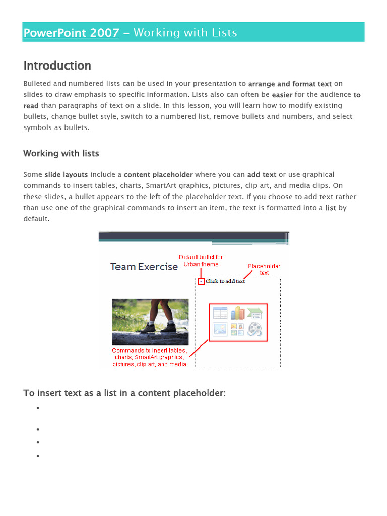 6 Working with Lists | PDF | Menu (Computing) | Software
