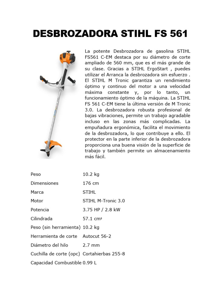 Desbrozadora Stihl FS 561 | PDF