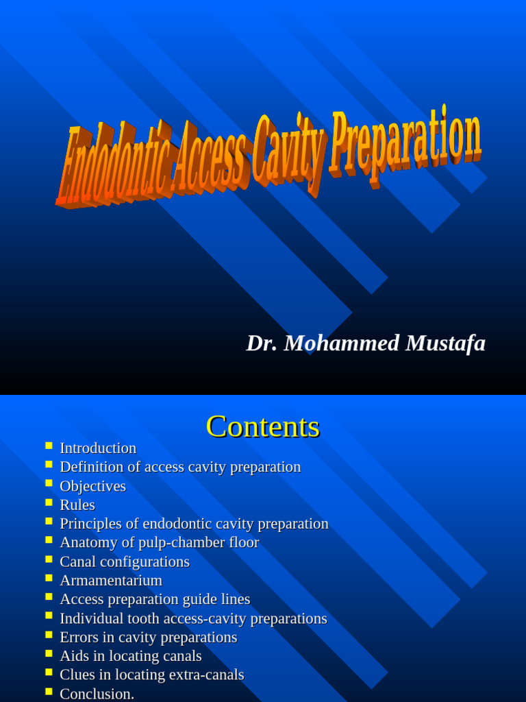 Endodontic Access Cavity Guide | PDF | Dental Anatomy | Dentistry