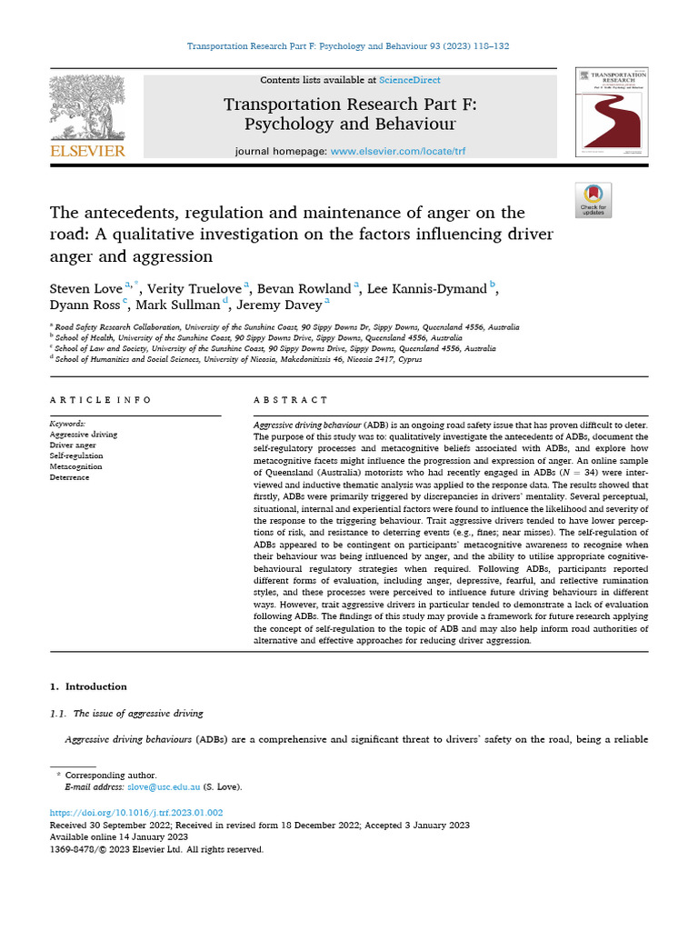 Factors Influencing Driver Anger and Aggression | PDF | Metacognition ...