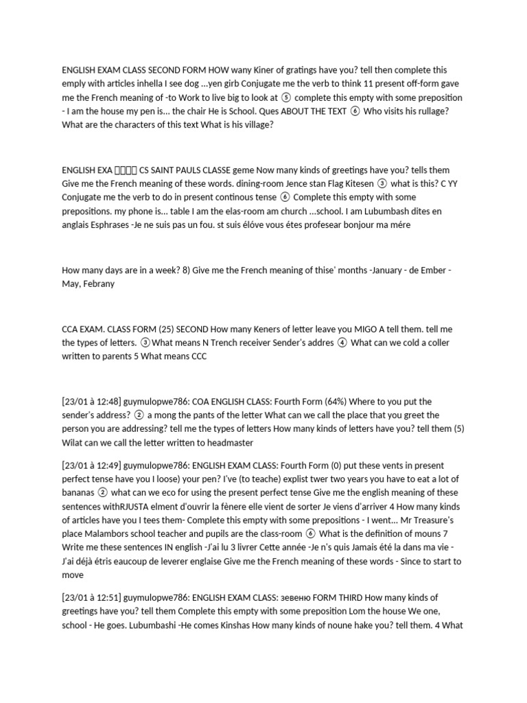 ENGLISH EXAM CL | PDF | Linguistics | Grammar