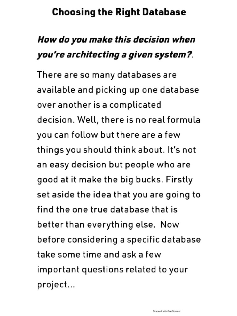 Chapter 6-Choosing Your Database | PDF