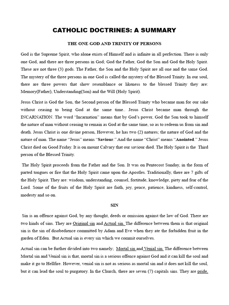 Catholic Doctrines a Summary | PDF | Sacraments | Rosary