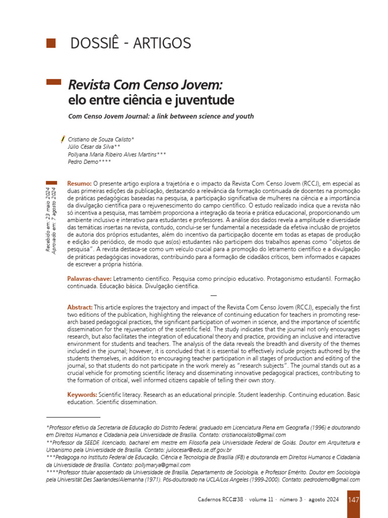 Cristiano Calisto - Artigo Revista Com Censo - 1926-Texto Do Trabalho-12866-1-10-20241107 | PDF ...