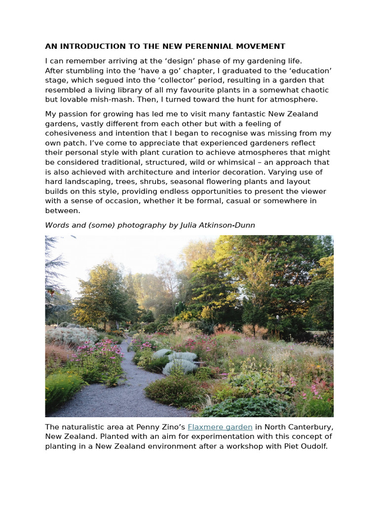 An Introduction To The New Perennial Movement | PDF | Gardens | Shrub