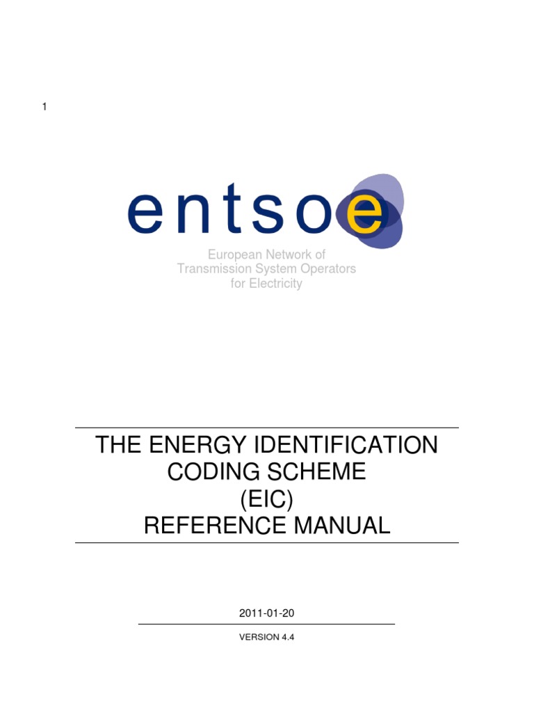 The Energy Identification Coding Scheme (EIC) Reference Manual | PDF ...