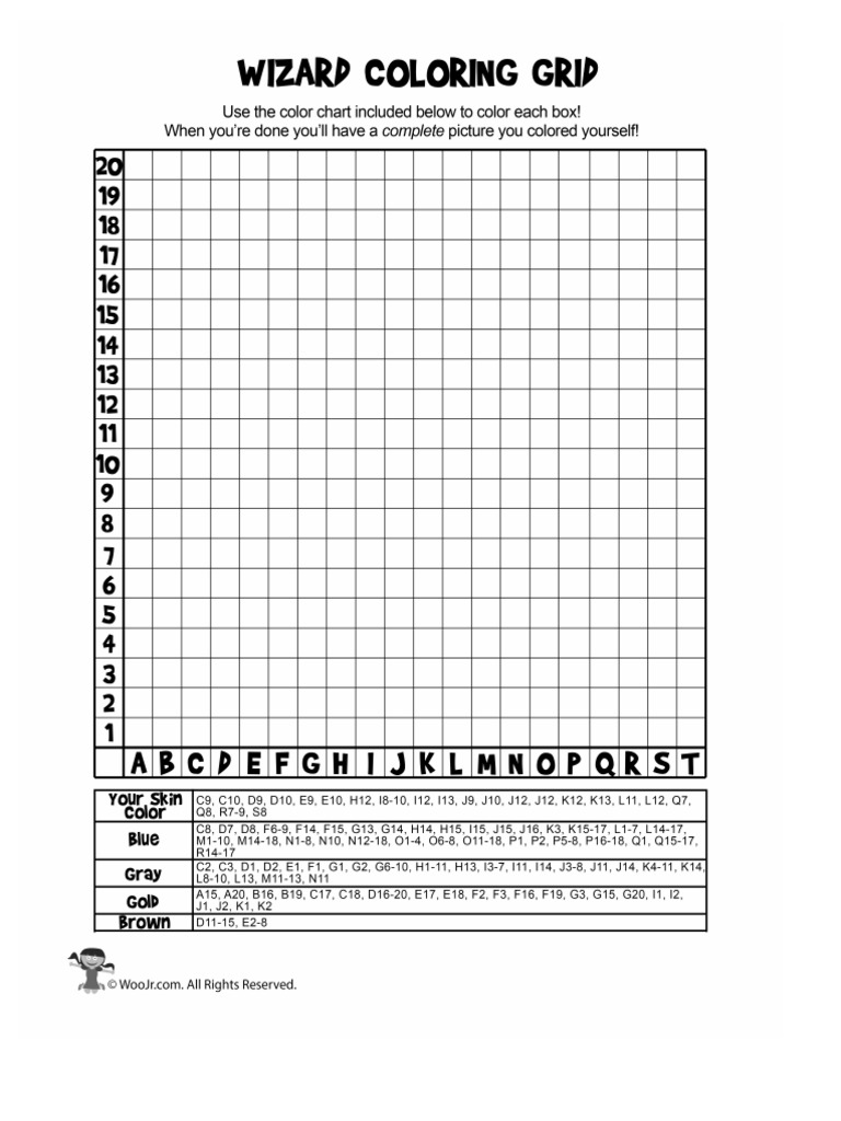 Wizard Mystery Grid Coloring Page | PDF