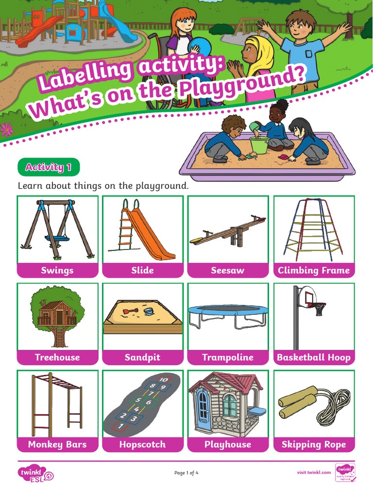 Label Activity-Whats-On-The-Playground-Kids-A1 - Ver - 2 | PDF ...