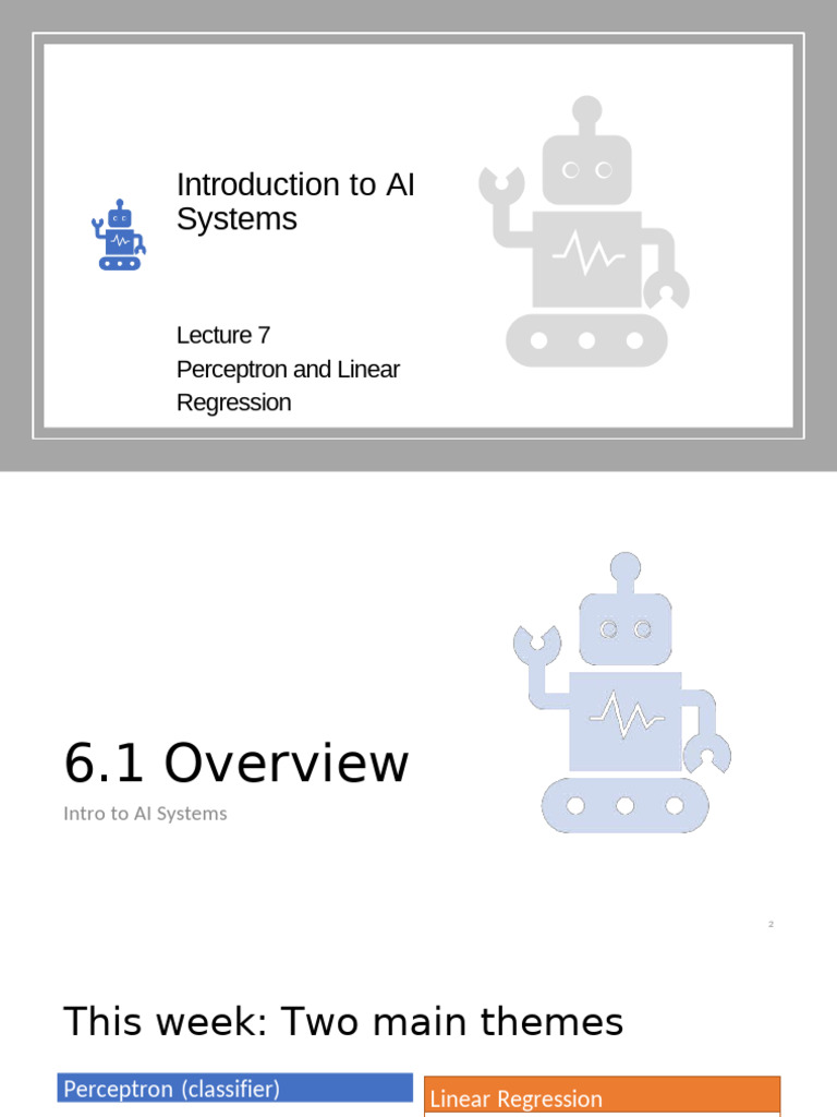 Lecture 7 - Perceptron and Linear Regression | PDF | Algorithms | Machine Learning