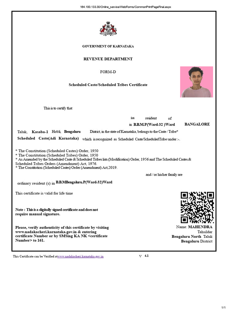 Rajesh Giri Castcirtificate PDF (1) | PDF | Dalit | Politics Of India