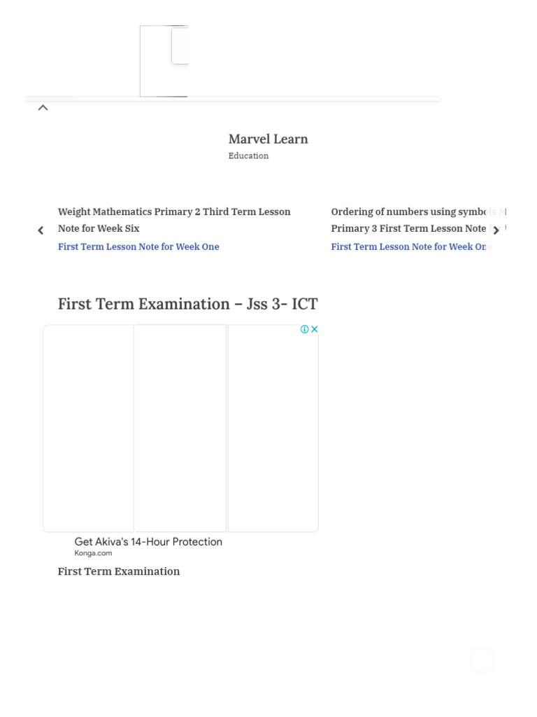 First Term Examination - Jss 3 - ICT - Marvel Learn | PDF | Internet | Antivirus Software