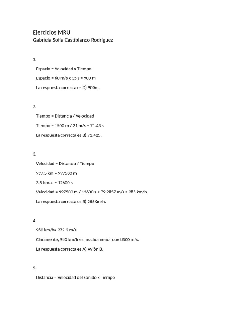 Ejercicios MRU | PDF