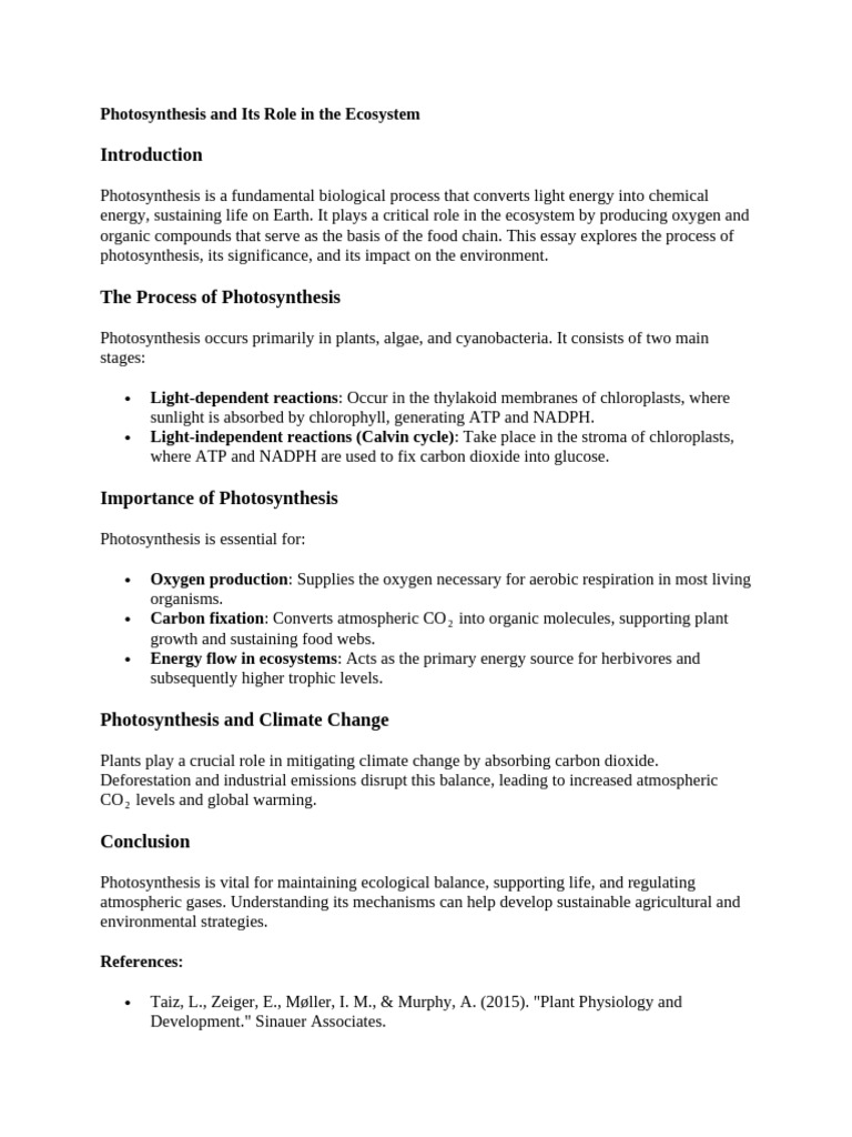 Photosynthesis: Ecosystem Impact Explained | PDF