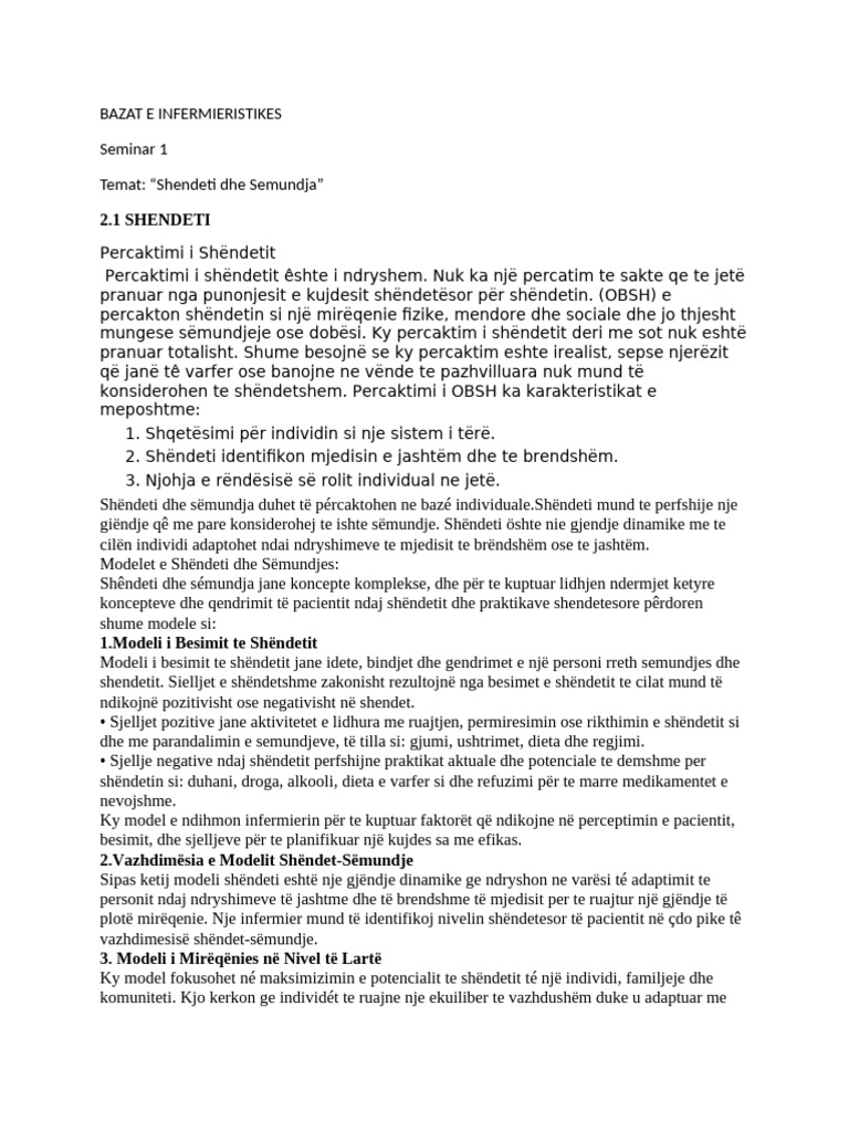 Bazat e Infermieristikes | PDF