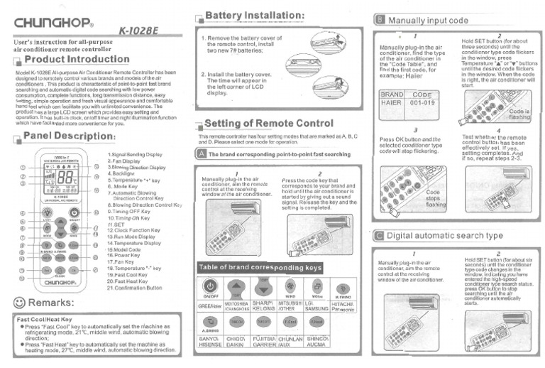 Chunghop K 1028e | PDF