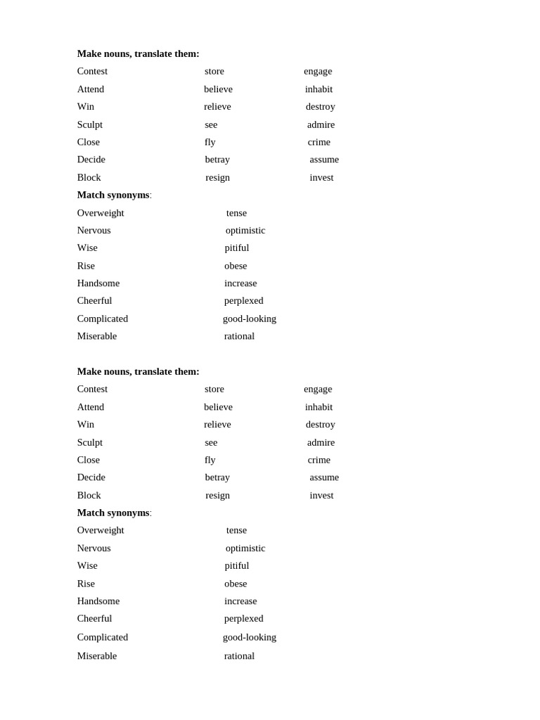 Noun Creation & Synonym Matching Guide | PDF