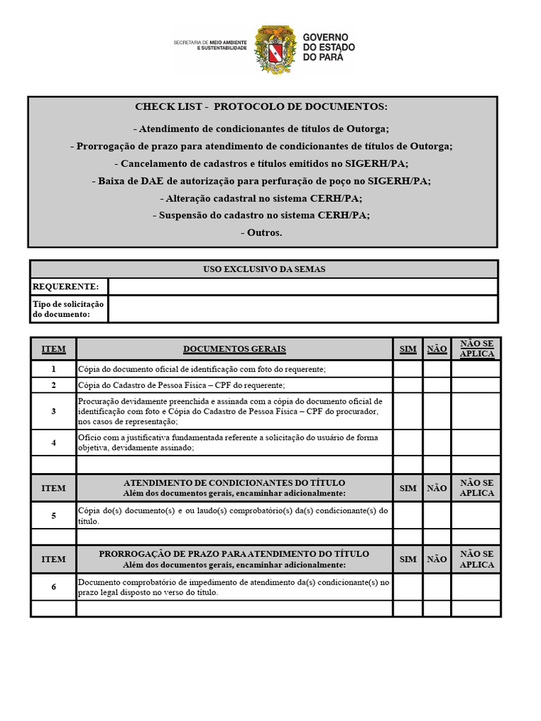 Checklist Documentos 2022 | PDF